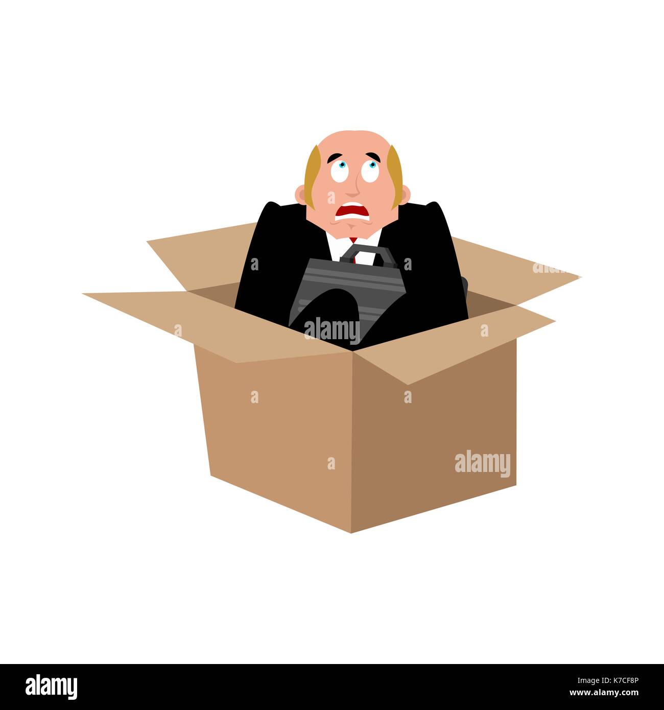 Businessman scared in box. frightened business man. Boss fear. Vector ...