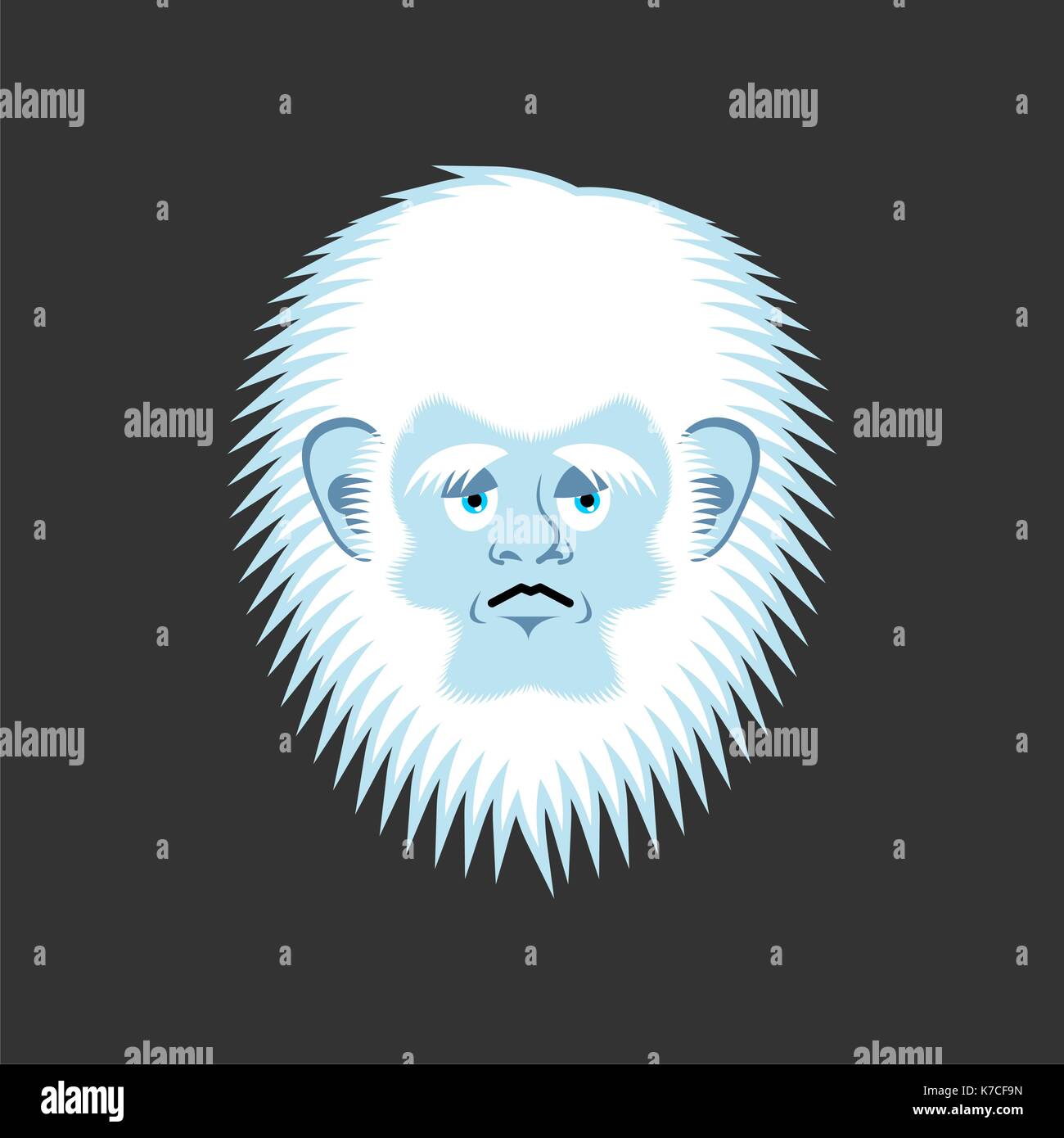 Yeti sad emoji. Abominable snowman melancholy avatar. Bigfoot wailful ...