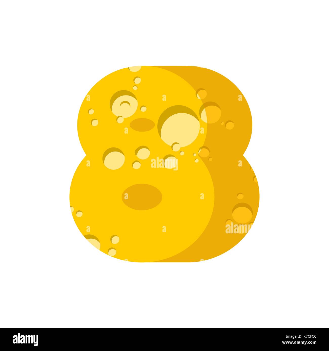 Figure 8 cheese font. numeral eight of cheesy alphabet. Dairy Food type ...
