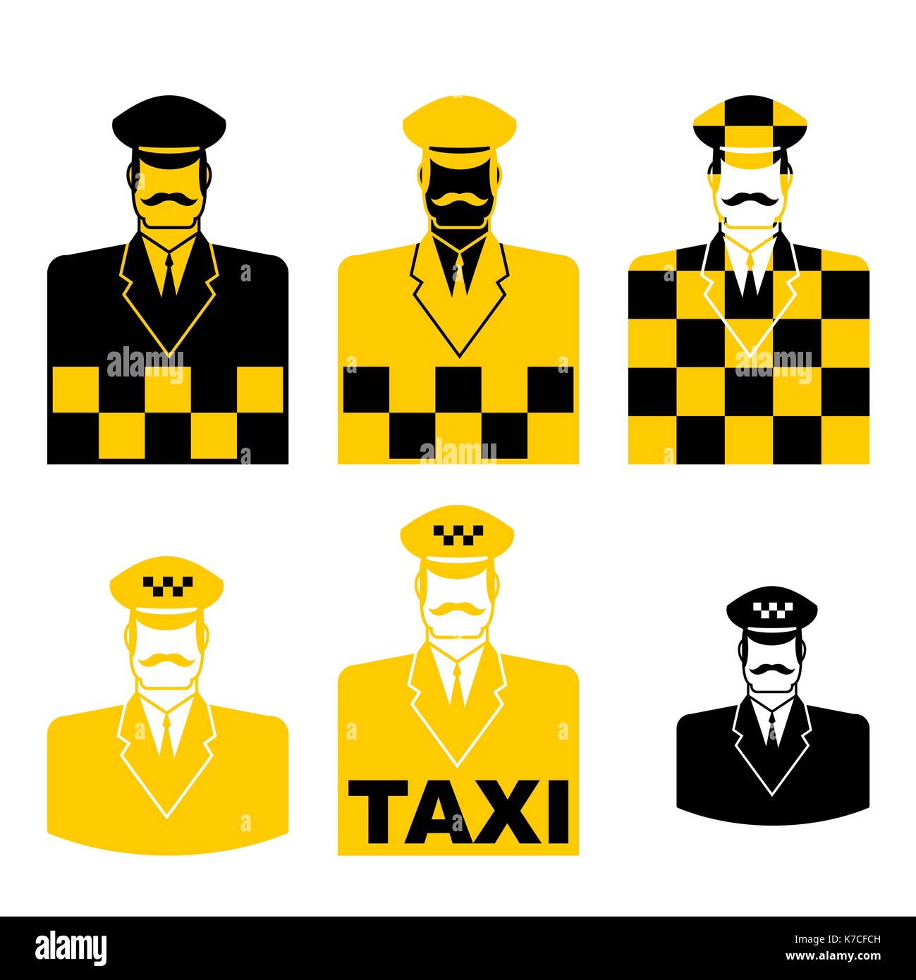 Taxi driver icon set. cabbie sign. cabdriver symbol. Vector ...