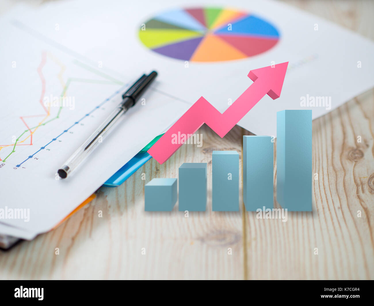 growing bar graph on table Stock Photo - Alamy
