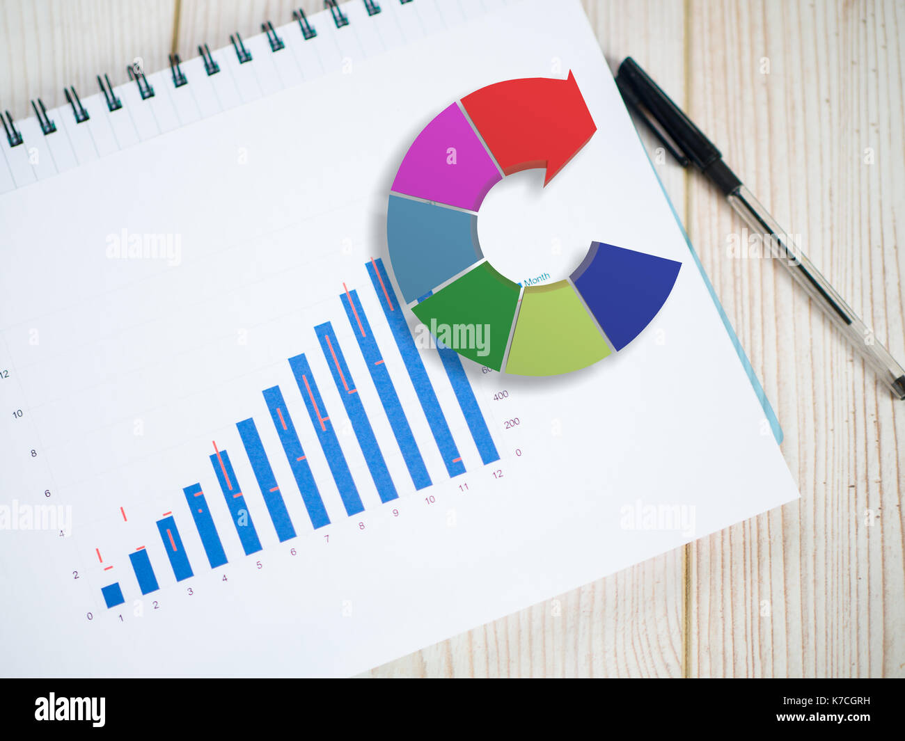 growing pie graph on table Stock Photo - Alamy