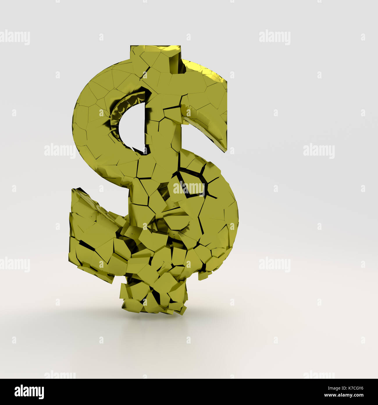 3d rendering of cracked dollar sign Stock Photo - Alamy