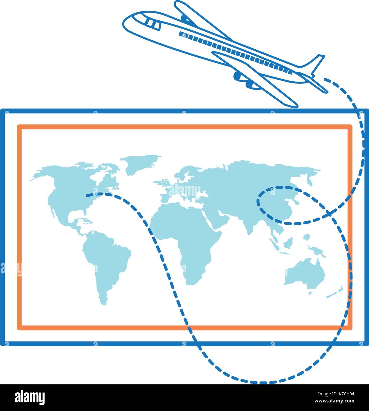 world paper map with airplane vector illustration design Stock Vector ...