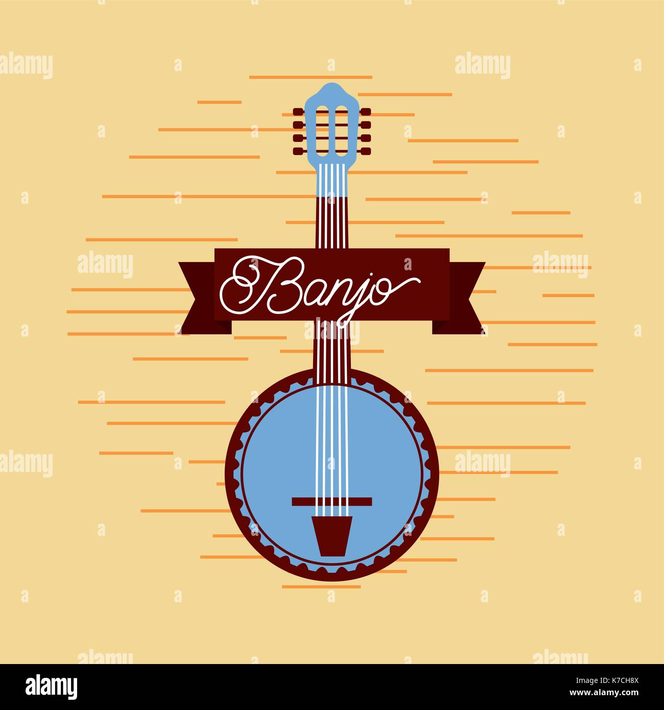 banjo jazz instrument musical festival celebration Stock Vector Image ...