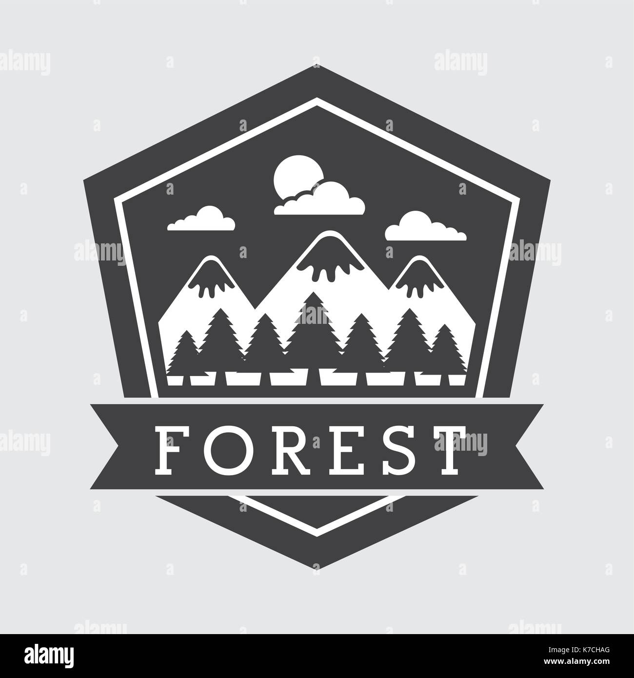 forest adventure exploration landscape mountain tree emblem Stock ...