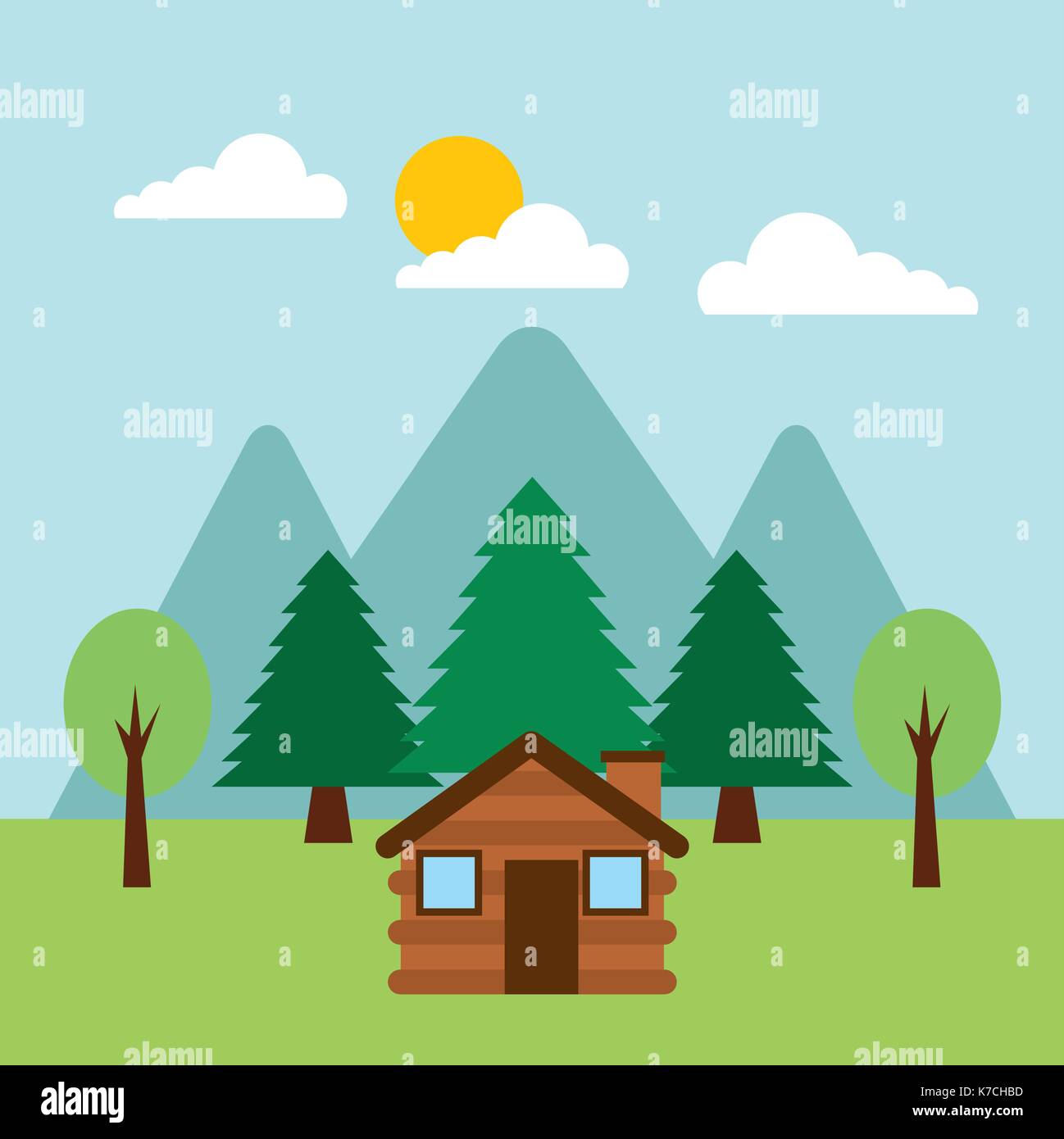 Country cottage house pine Stock Vector Images - Alamy