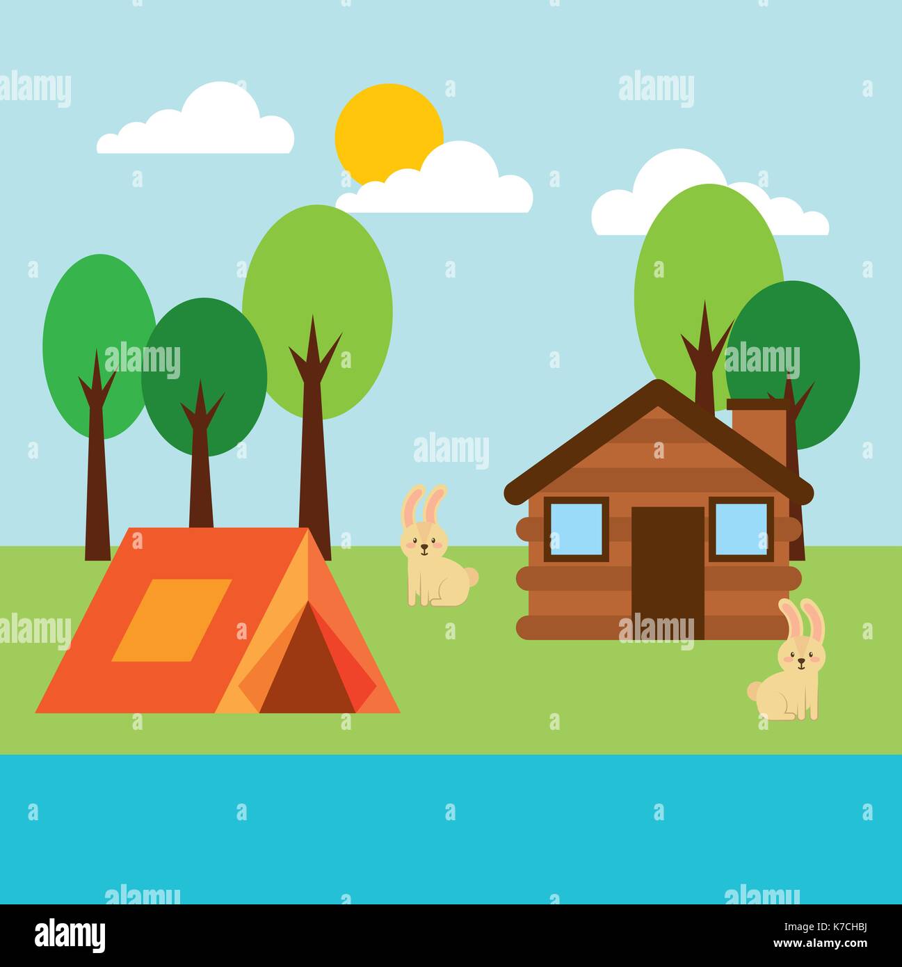 forest cottage house natural landscape Stock Vector Image & Art - Alamy