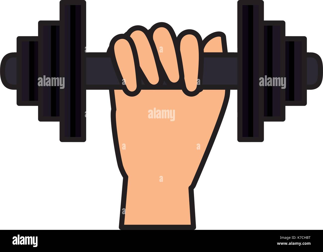 hand human with weight lifting device gym vector illustration design ...