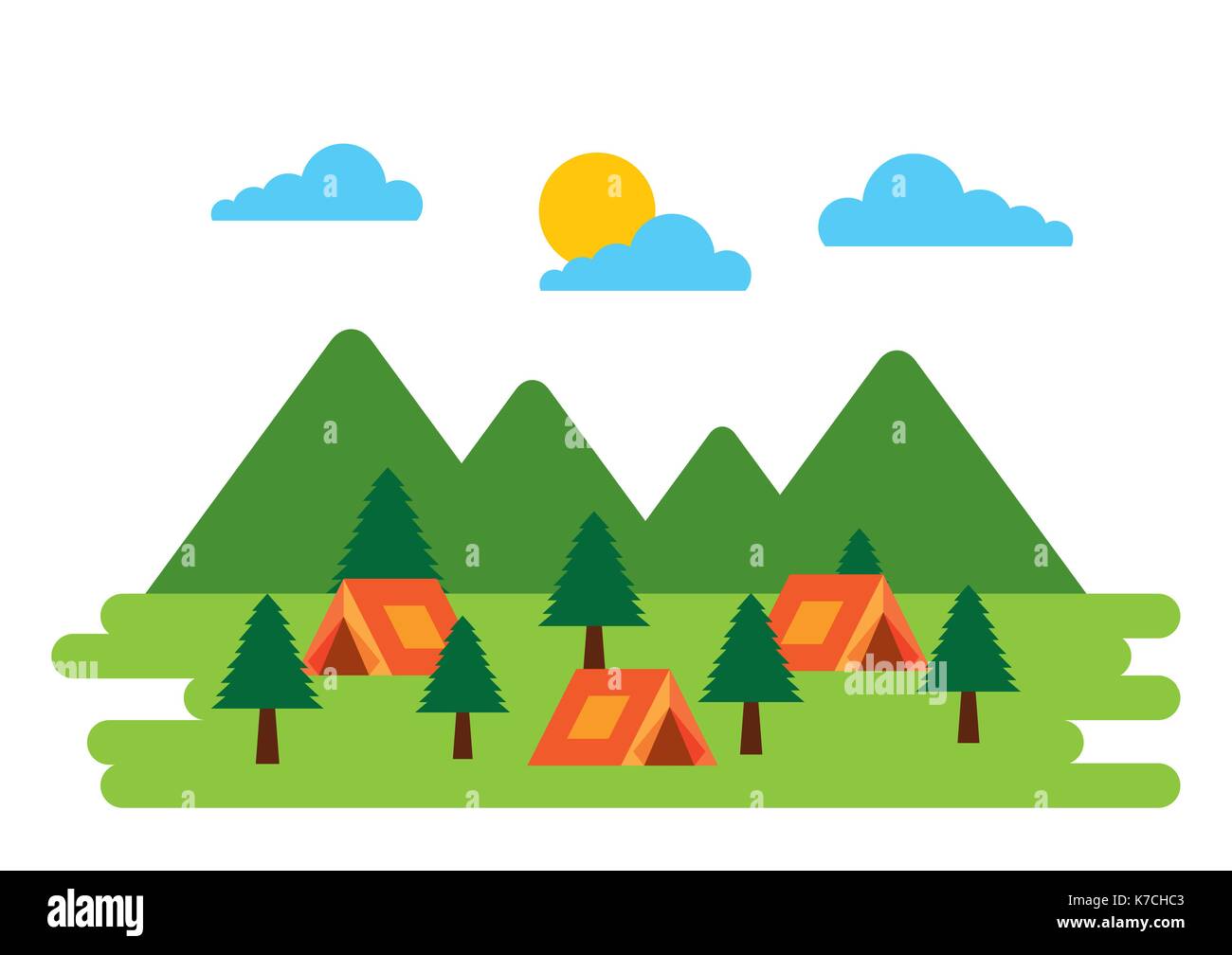 forest camp tents tree pine natural adventure Stock Vector Image & Art ...