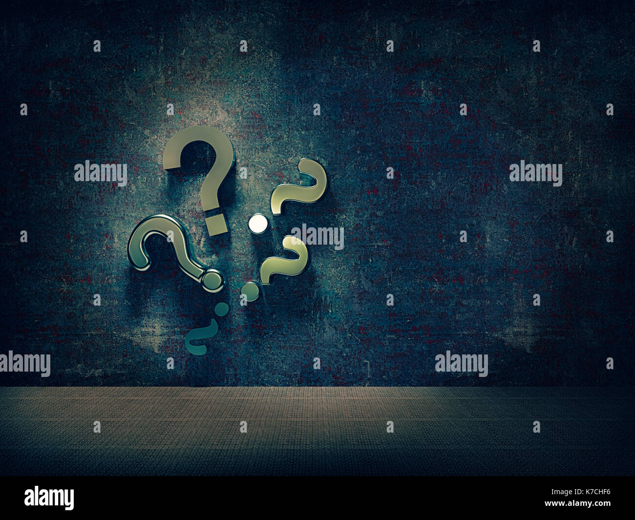 3D rendering of question mark on the wall Stock Photo - Alamy