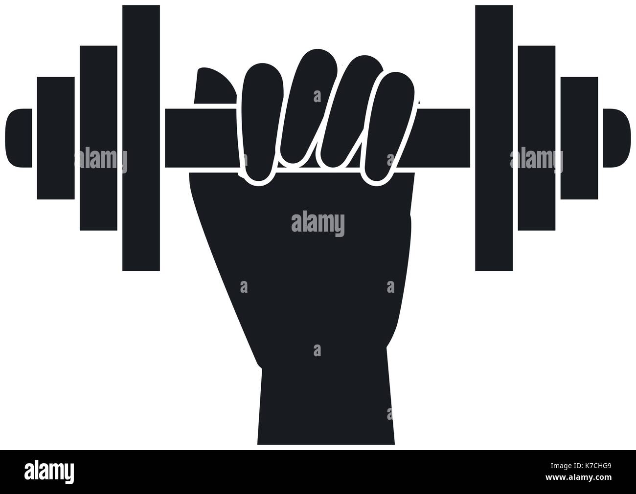 hand human with weight lifting device gym vector illustration design ...