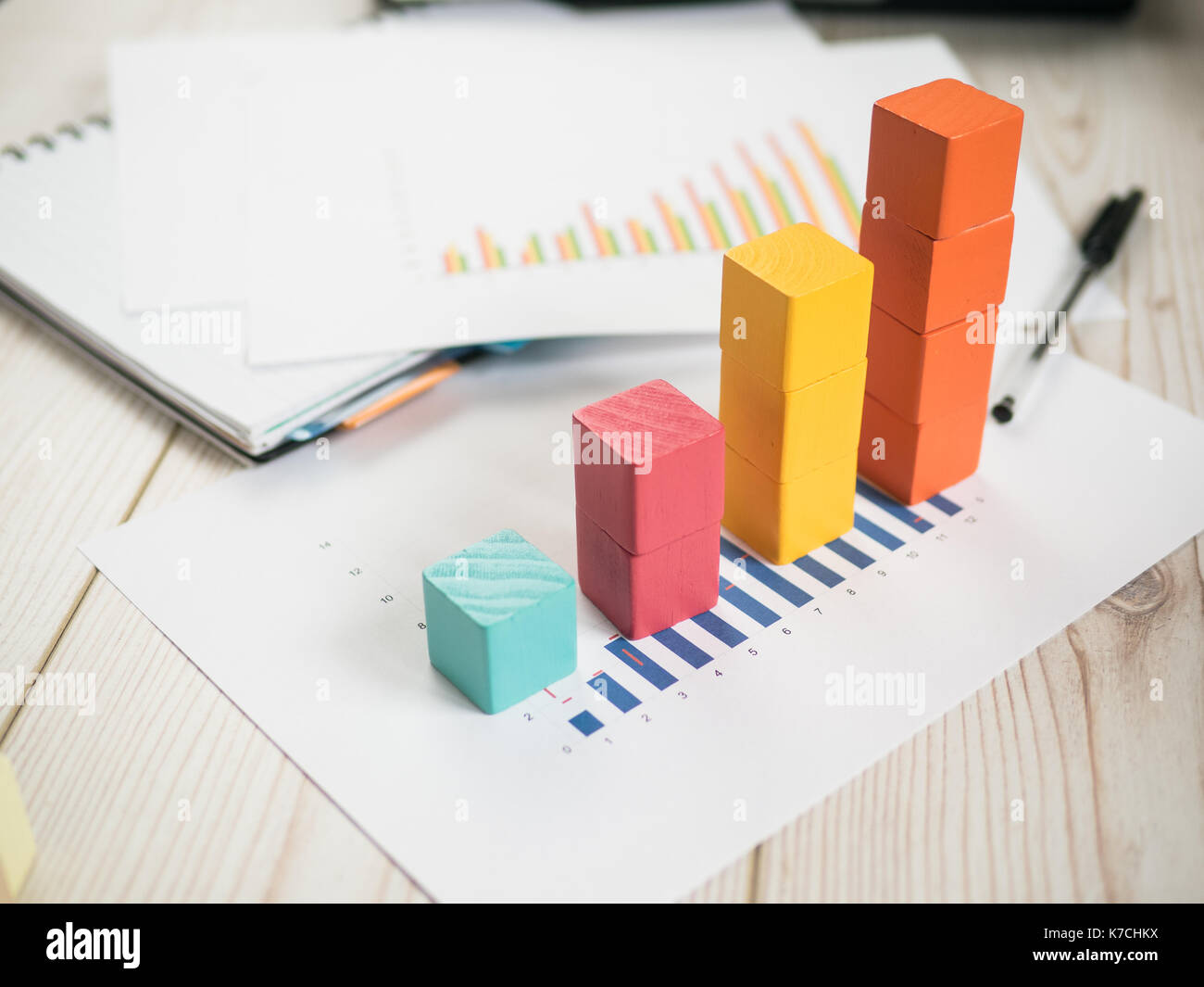 building blocks with bar chart graph Stock Photo - Alamy