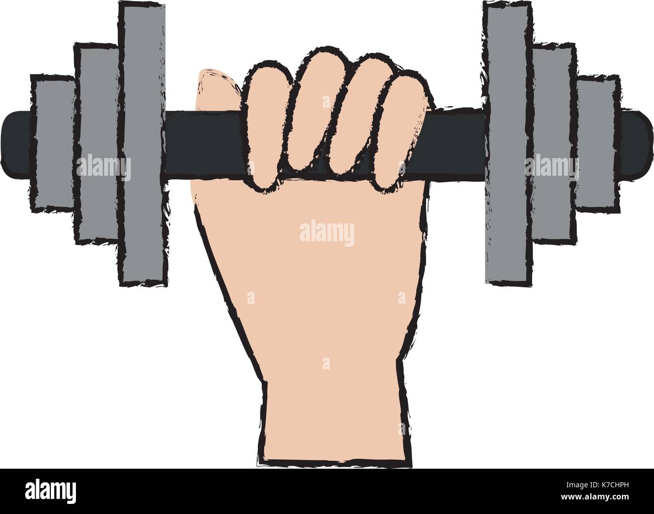 hand human with weight lifting device gym vector illustration design ...