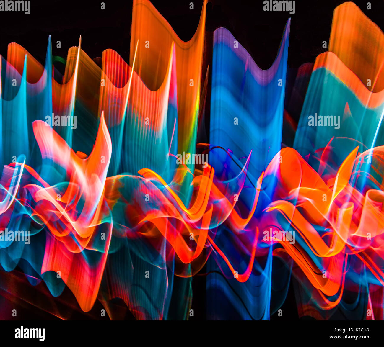 Abstract wavy and horizontal color lights in motion Stock Photo - Alamy
