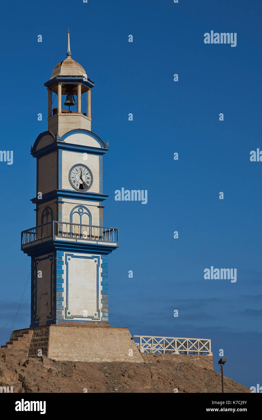 Historic wooden clock tower from the era of nitrate mining in the ...