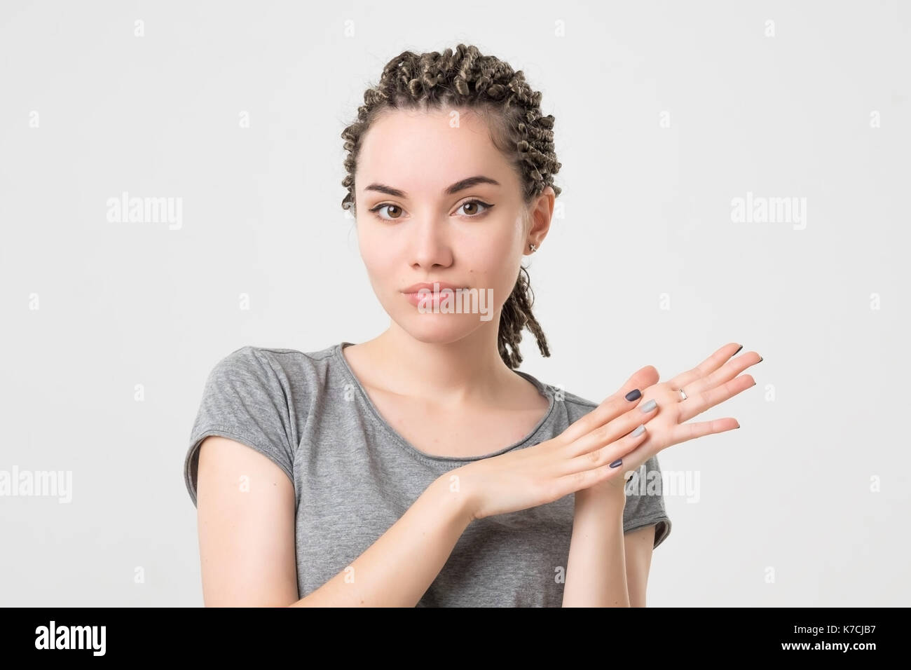 Portrait of smiling caucasian woman with braids Stock Photo - Alamy