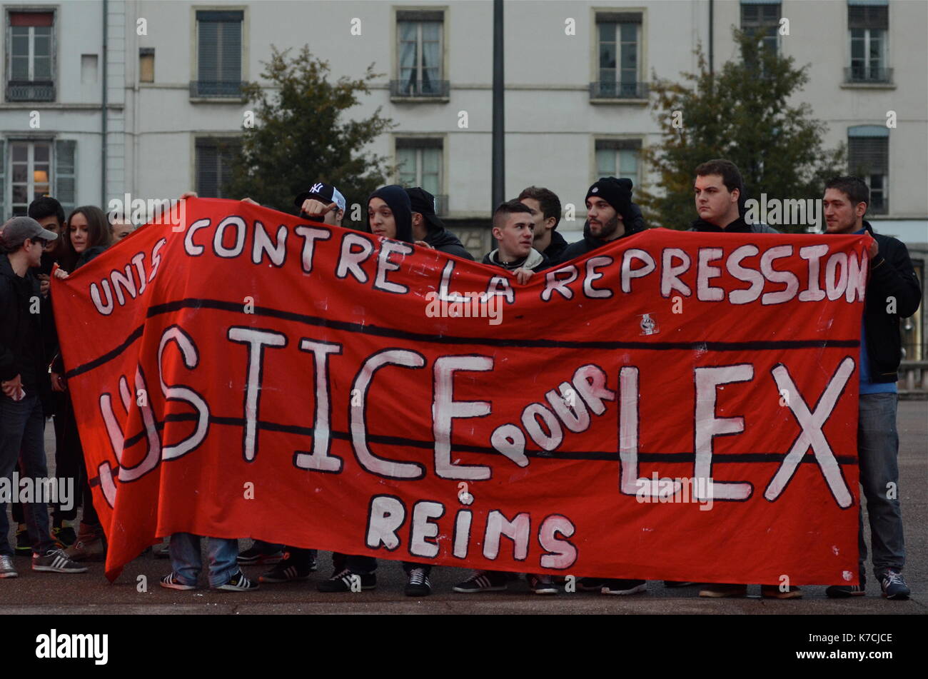 Football supporters march to protest Police violences, Lyon, France ...