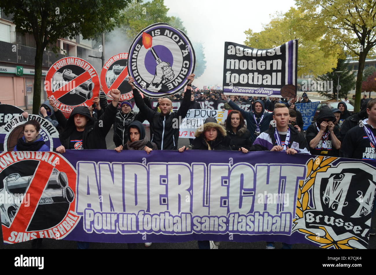 Football supporters march to protest Police violences, Lyon, France ...