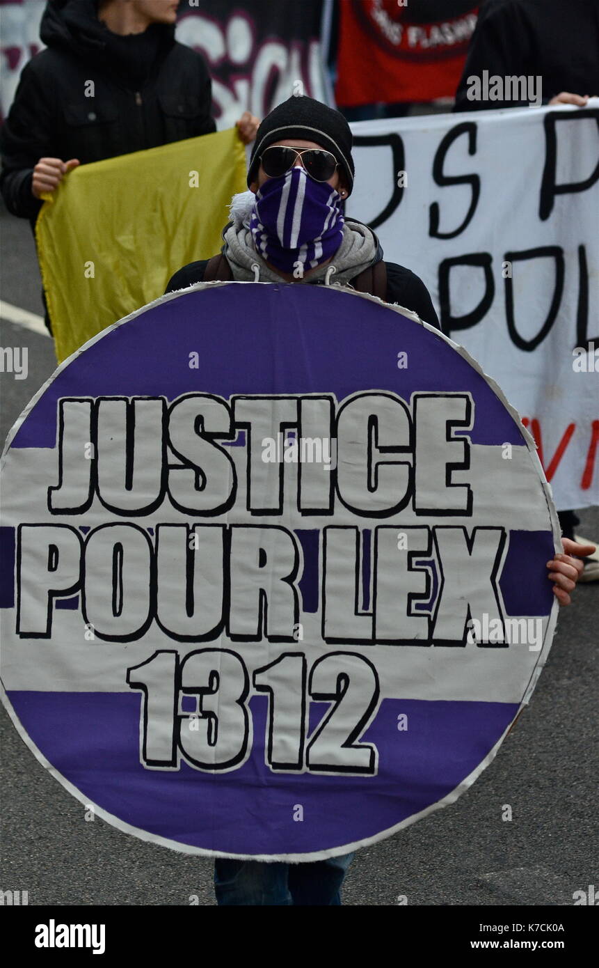 Football supporters march to protest Police violences, Lyon, France ...