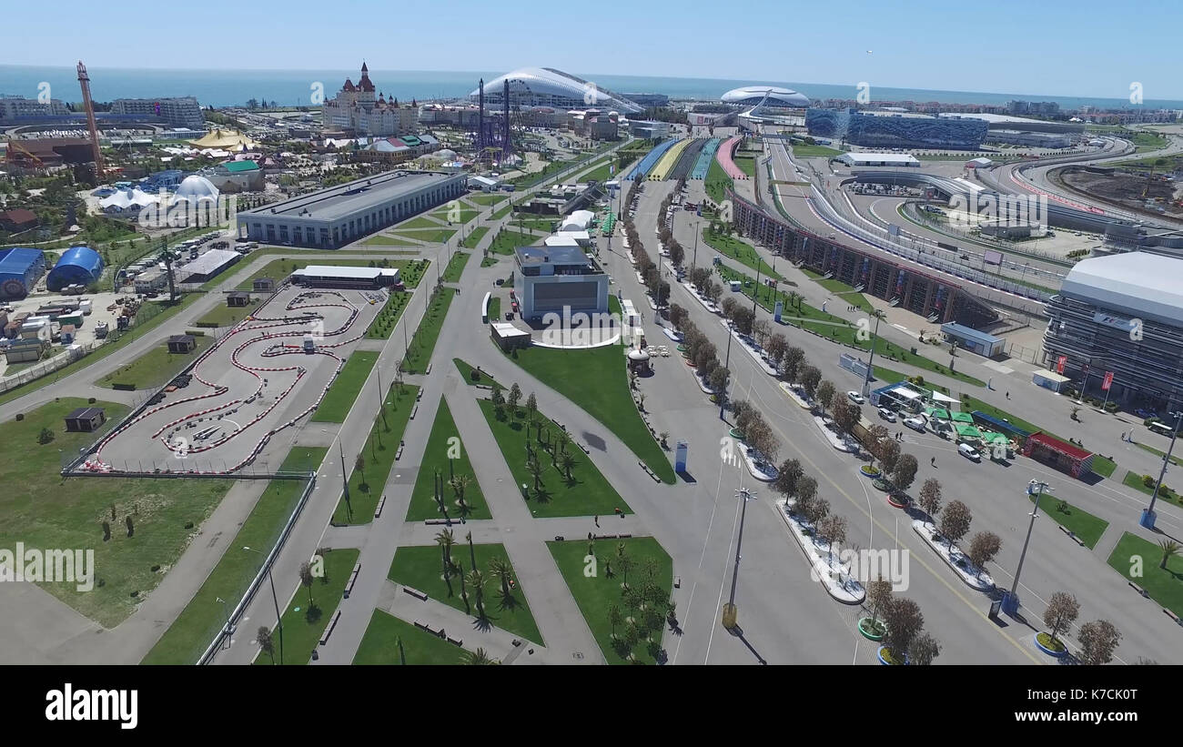 The formula 1 track in Sochi, the Olympic village in Sochi. Building ...