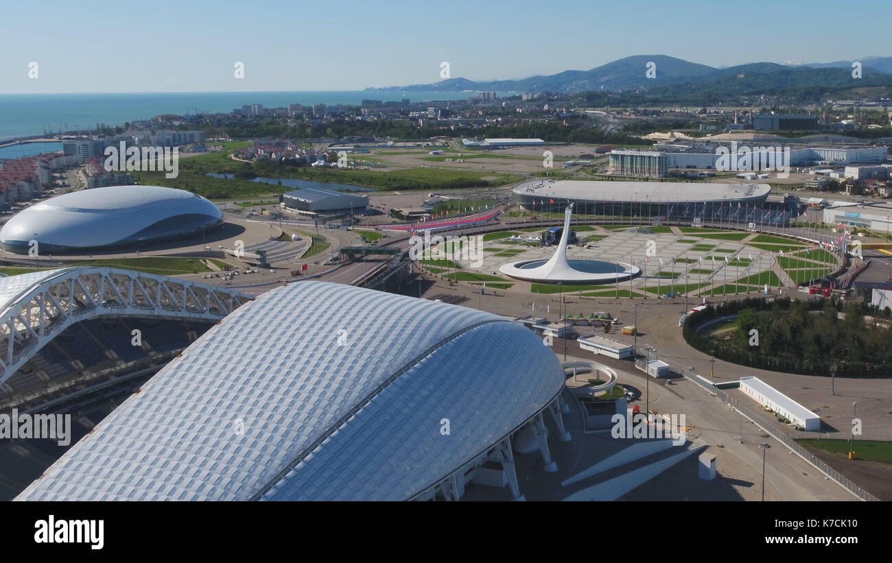 Aerial Football stadium Fischt. Sochi, Adler , Russia, Olympic Torch ...
