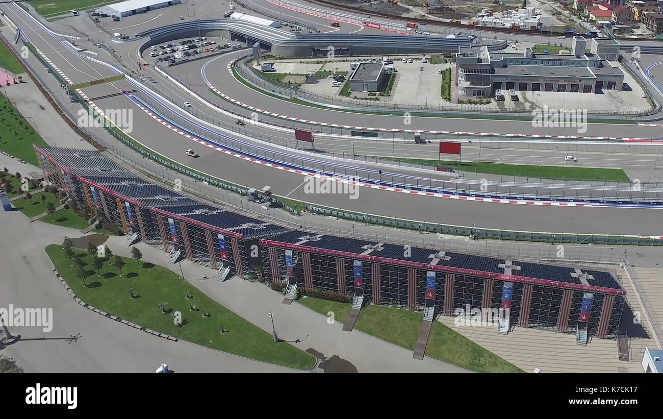 The formula 1 track in Sochi, the Olympic village in Sochi. Building ...