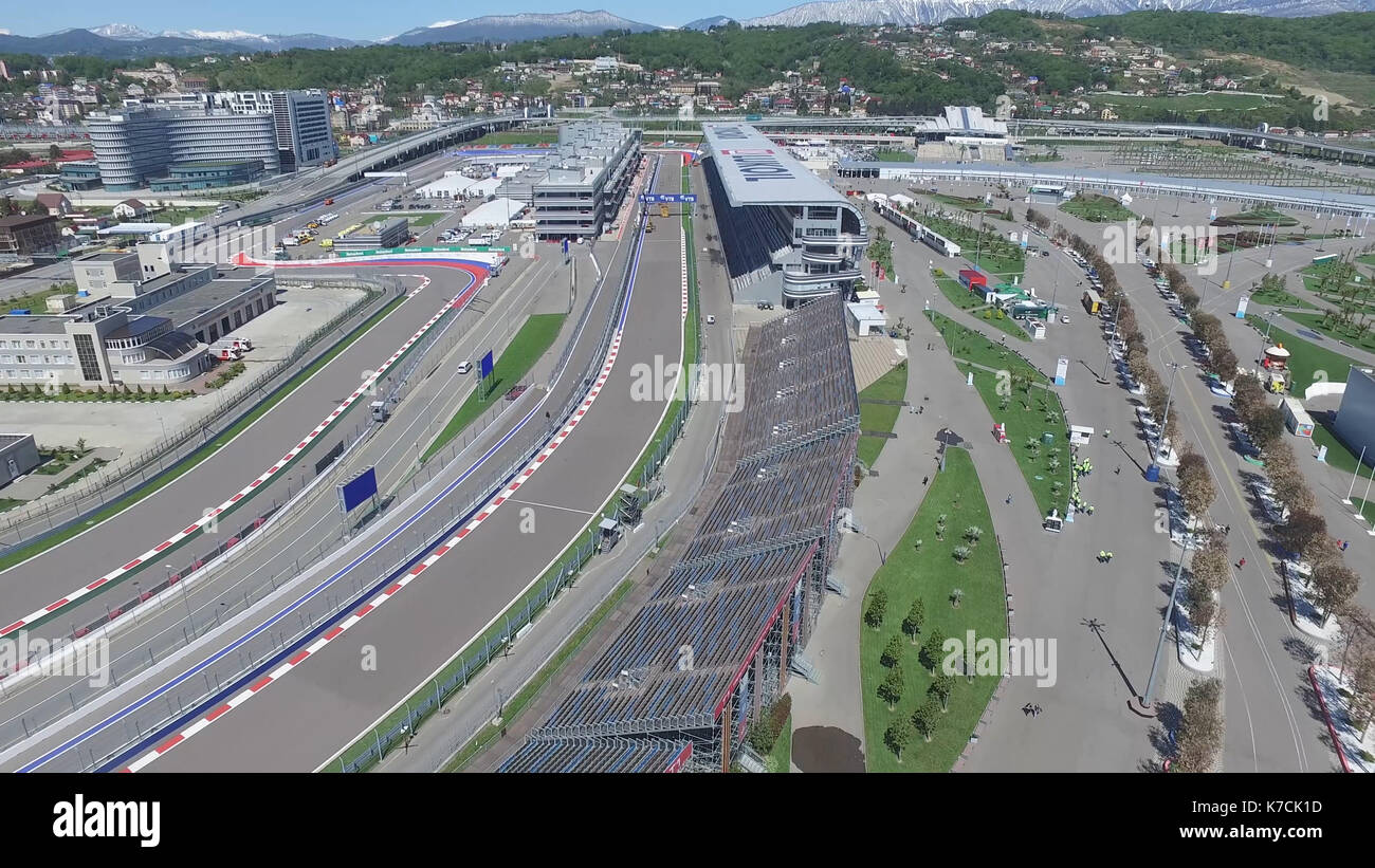 The formula 1 track in Sochi, the Olympic village in Sochi. Building ...
