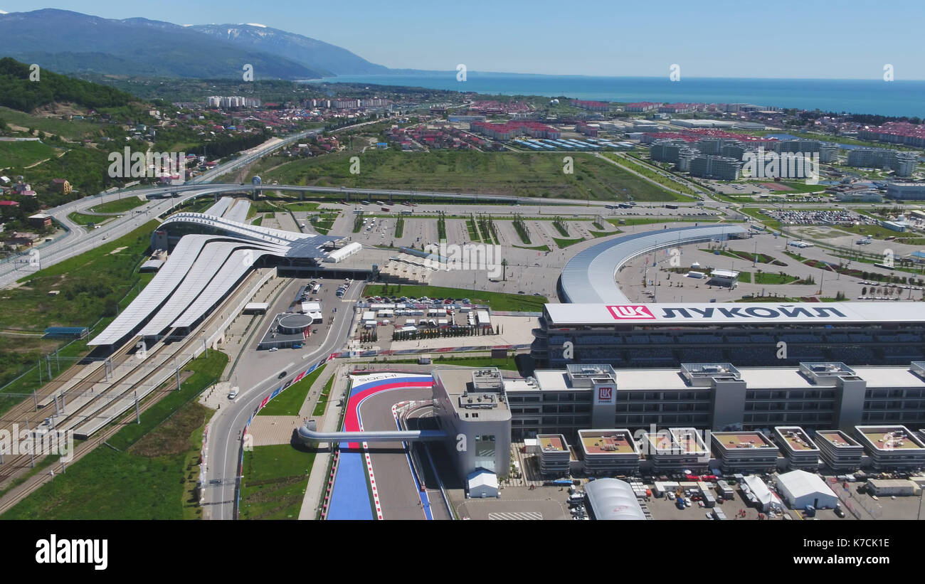 The formula 1 track in Sochi, the Olympic village in Sochi. Building ...