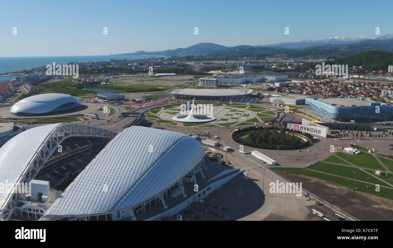 Aerial Football stadium Fischt. Sochi, Adler , Russia, Olympic Torch ...