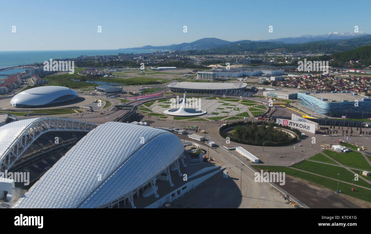 Aerial Football stadium Fischt. Sochi, Adler , Russia, Olympic Torch ...