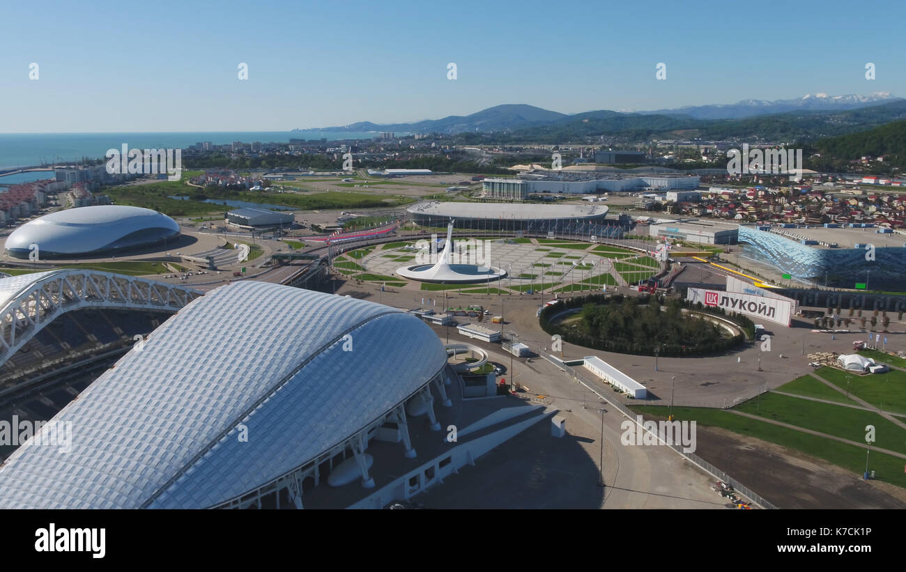 Aerial Football stadium Fischt. Sochi, Adler , Russia, Olympic Torch ...