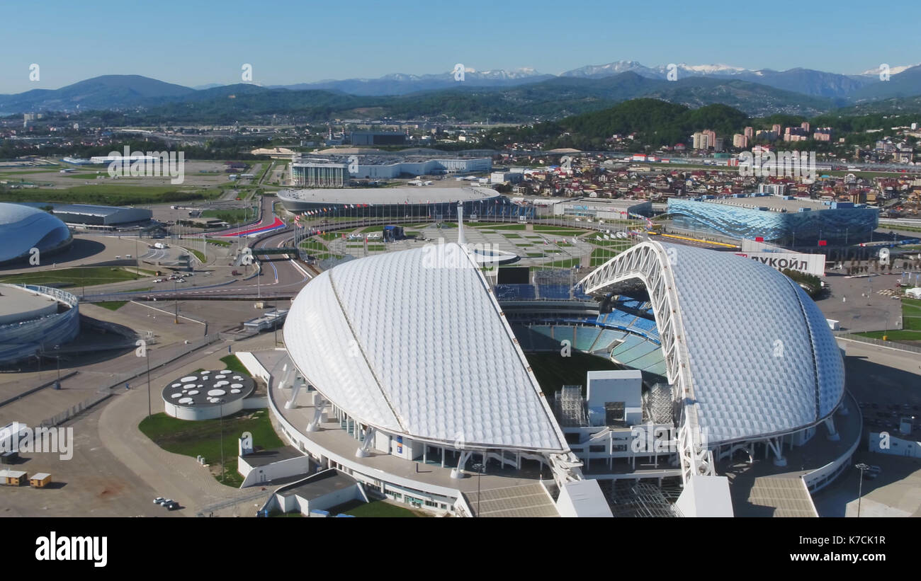 Aerial Football stadium Fischt. Sochi, Adler , Russia, Olympic Torch ...