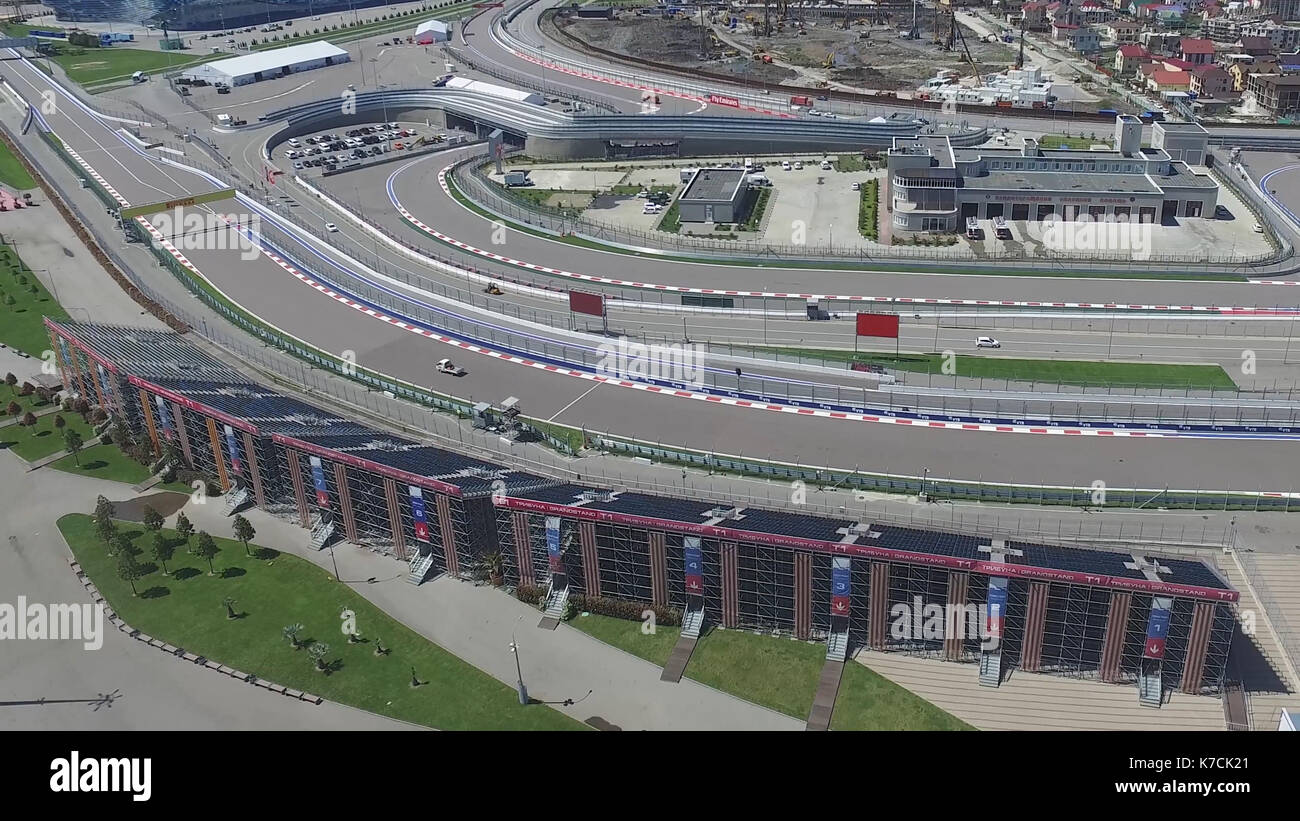 The formula 1 track in Sochi, the Olympic village in Sochi. Building ...
