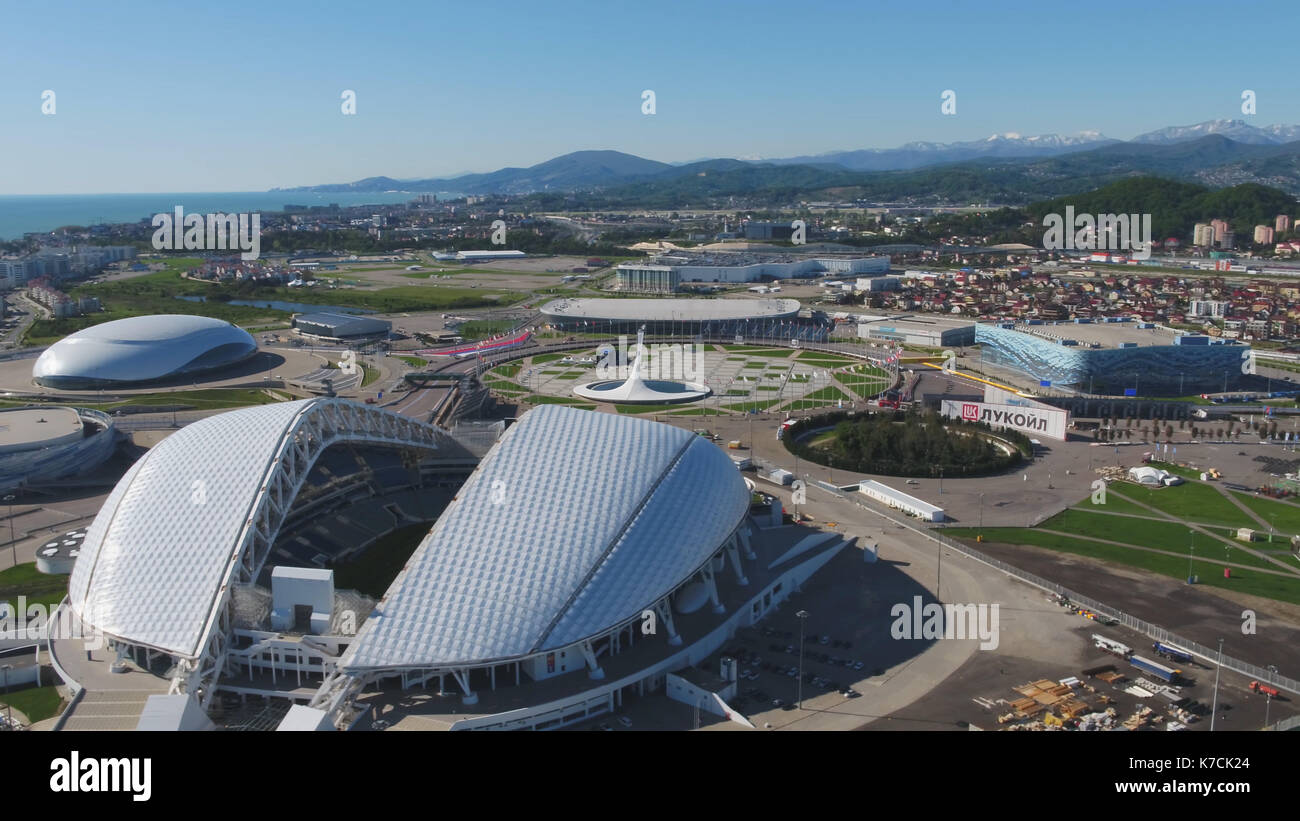 Aerial Football stadium Fischt. Sochi, Adler , Russia, Olympic Torch ...