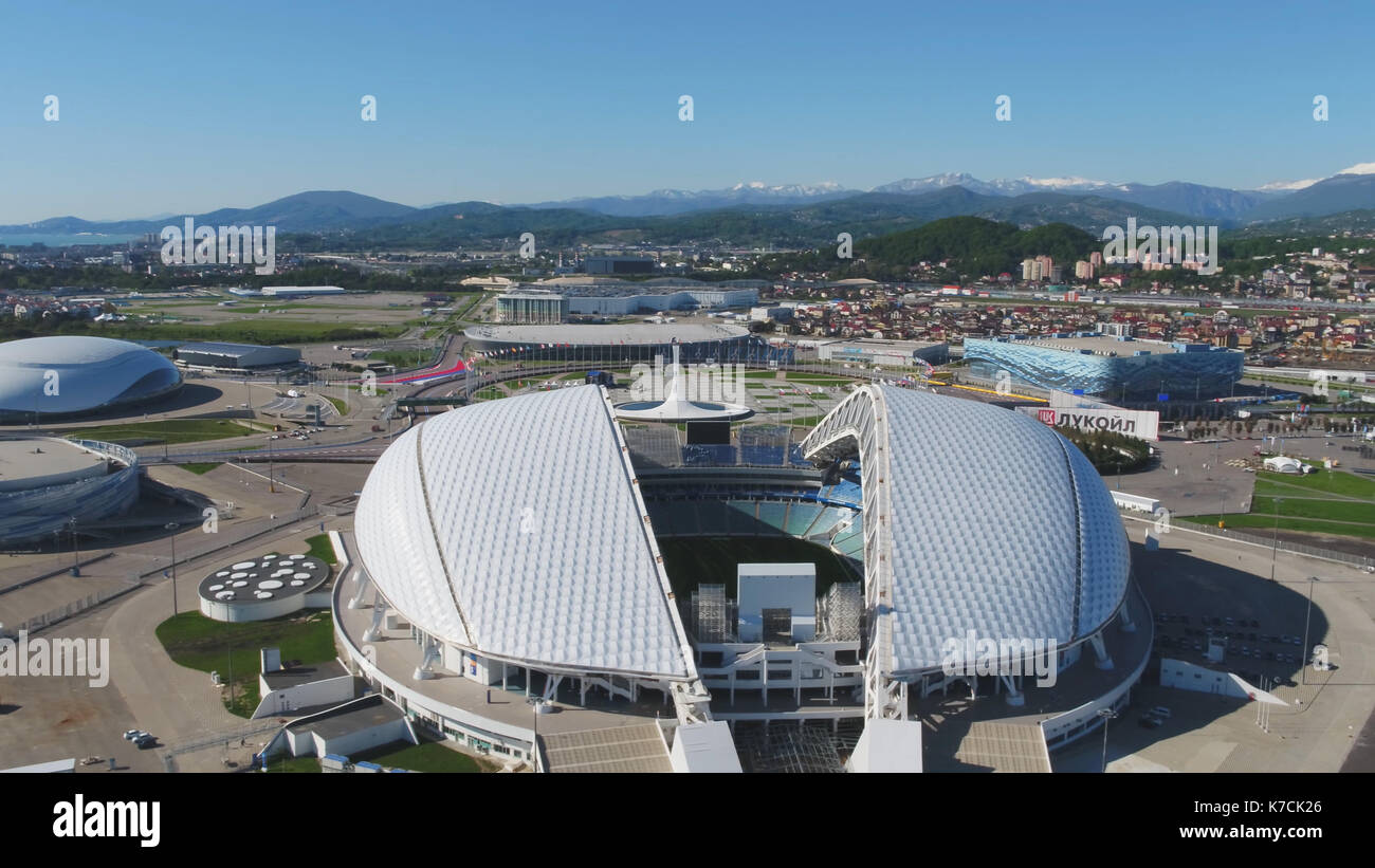 Aerial Football stadium Fischt. Sochi, Adler , Russia, Olympic Torch ...