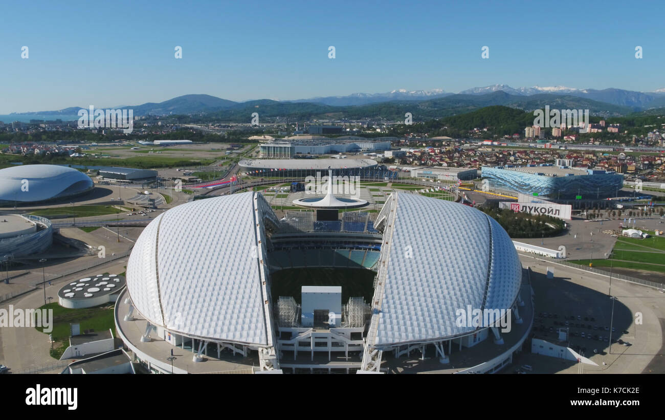Aerial Football stadium Fischt. Sochi, Adler , Russia, Olympic Torch ...