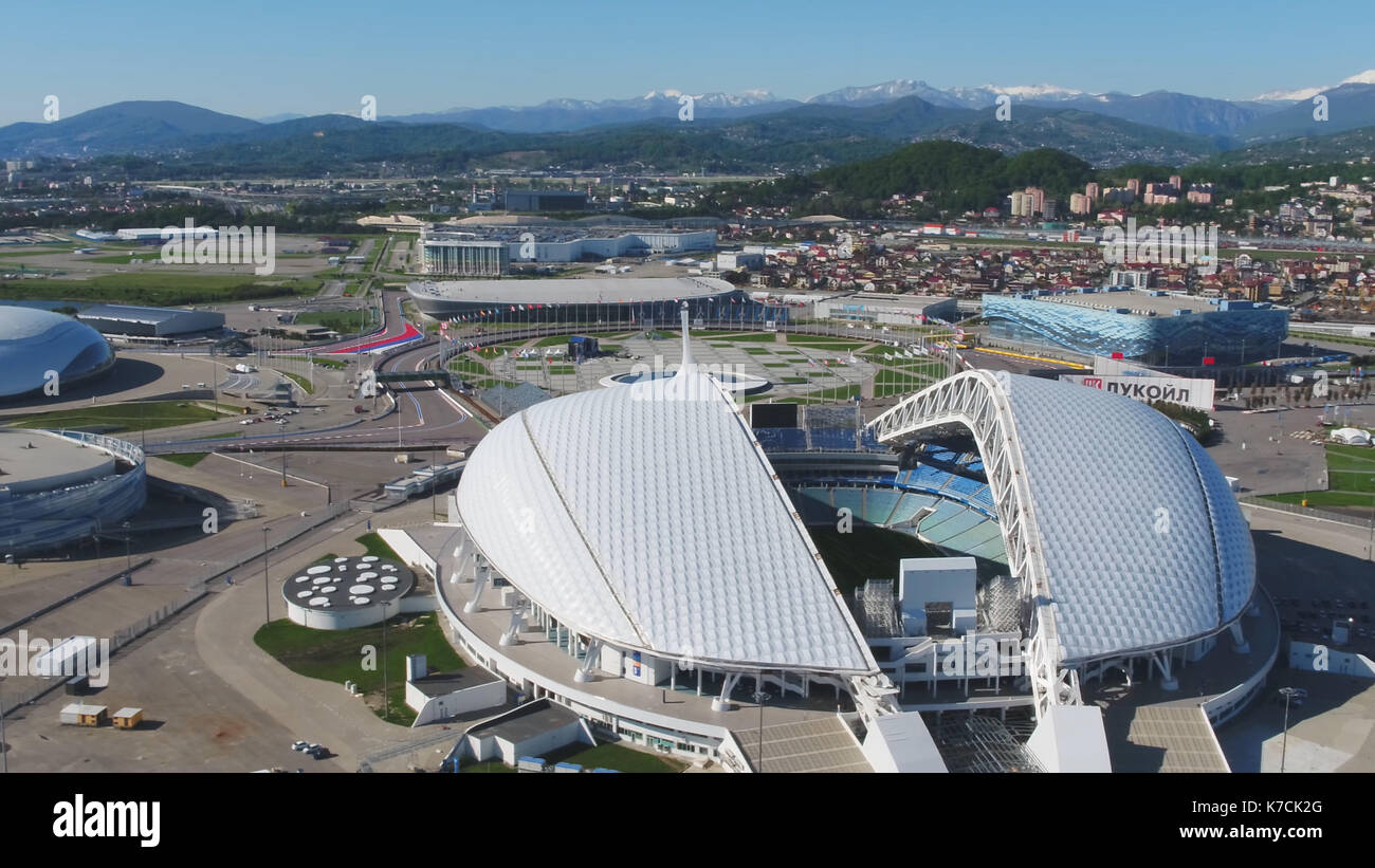 Aerial Football stadium Fischt. Sochi, Adler , Russia, Olympic Torch ...