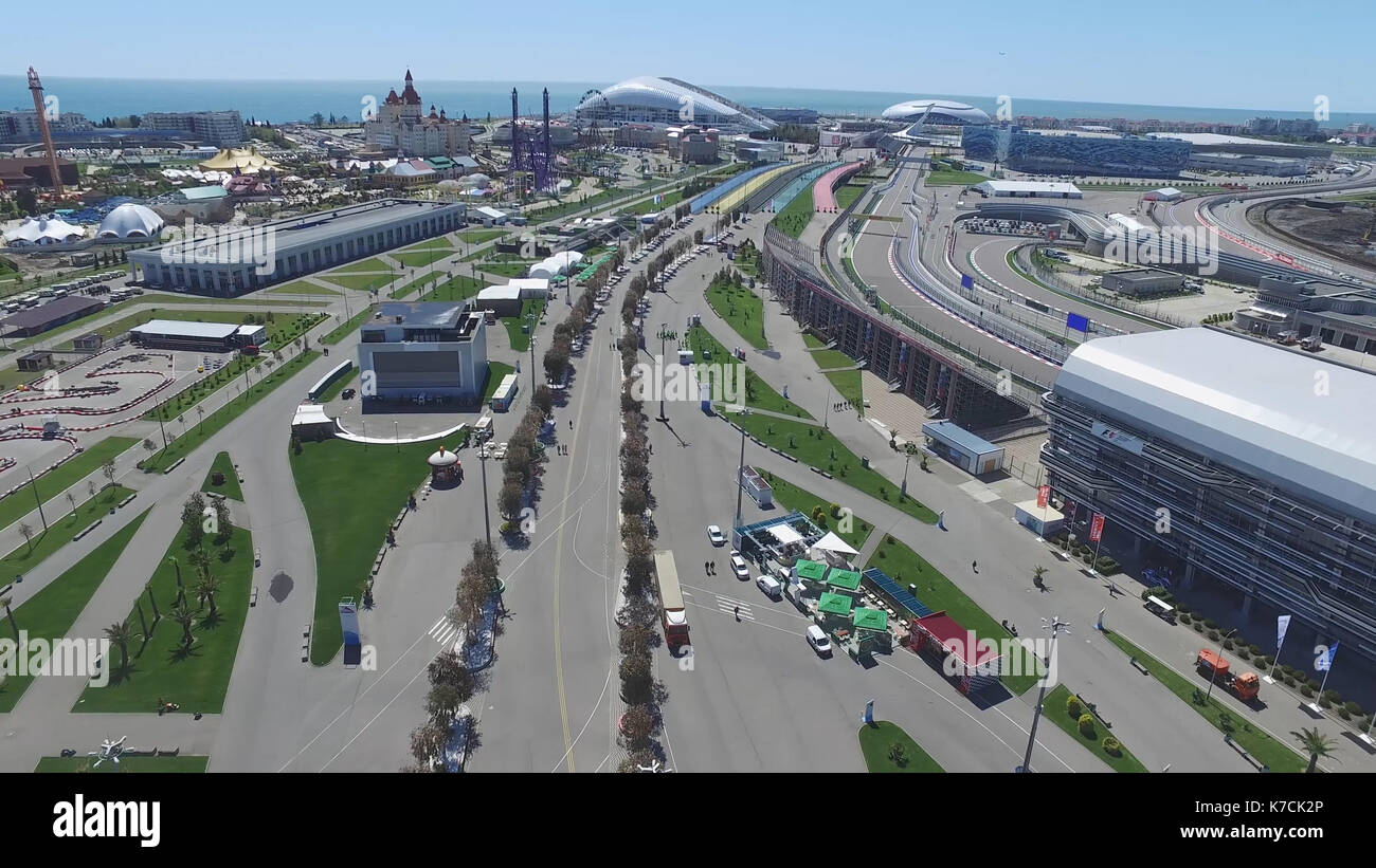 The formula 1 track in Sochi, the Olympic village in Sochi. Building ...