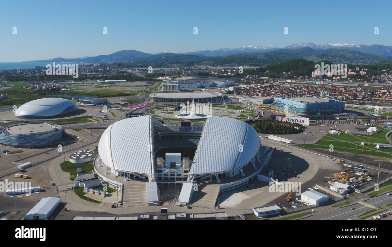 Aerial Football stadium Fischt. Sochi, Adler , Russia, Olympic Torch ...