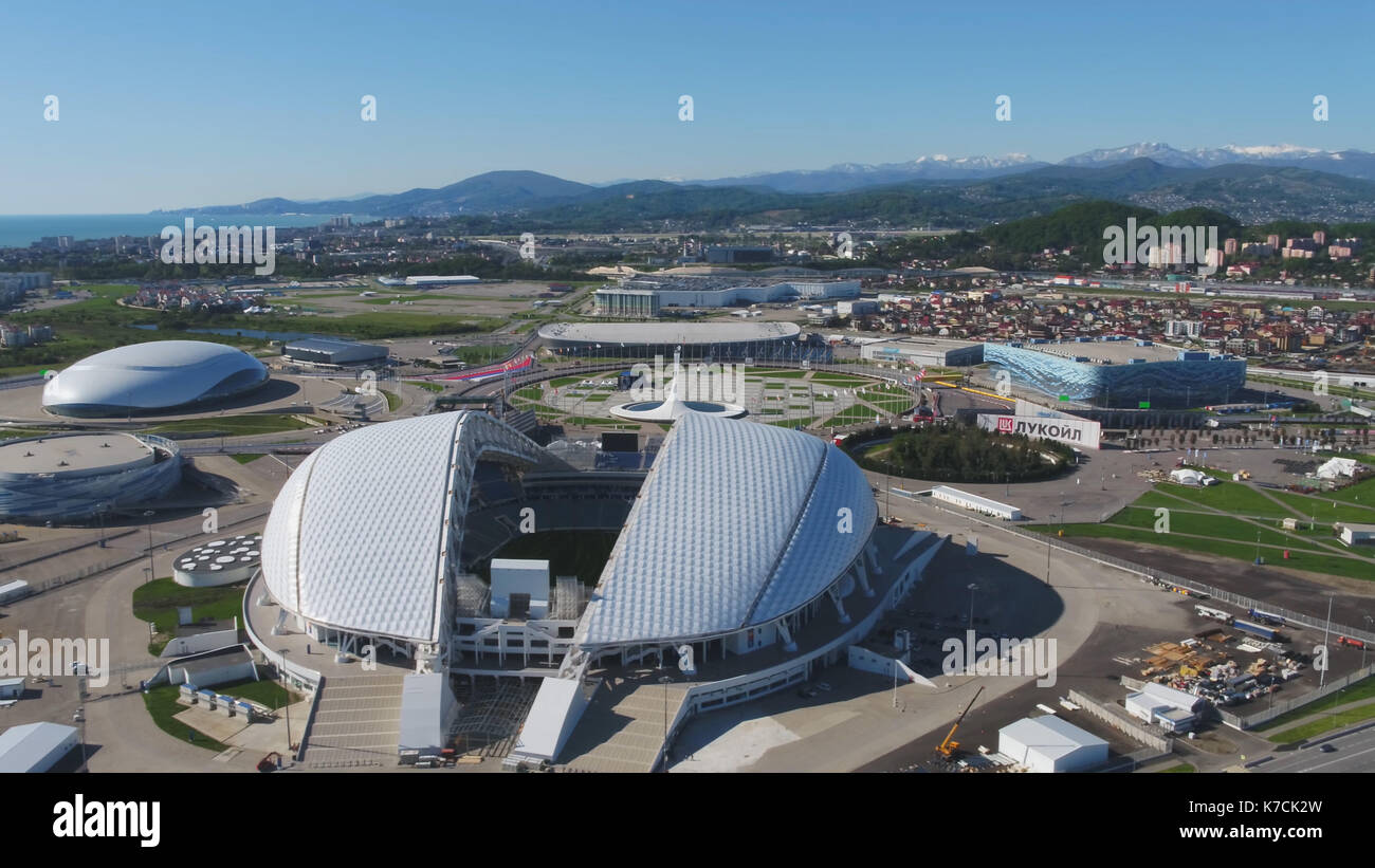 Aerial Football stadium Fischt. Sochi, Adler , Russia, Olympic Torch ...