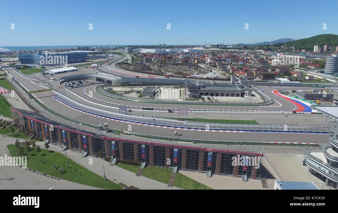 The formula 1 track in Sochi, the Olympic village in Sochi. Building ...