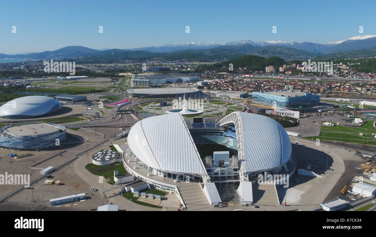 Aerial Football stadium Fischt. Sochi, Adler , Russia, Olympic Torch ...