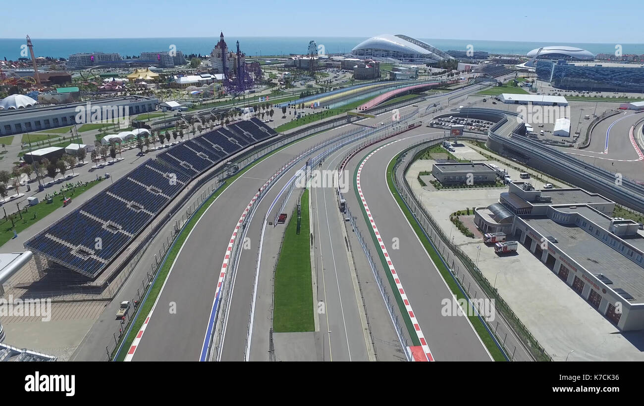 The formula 1 track in Sochi, the Olympic village in Sochi. Building ...