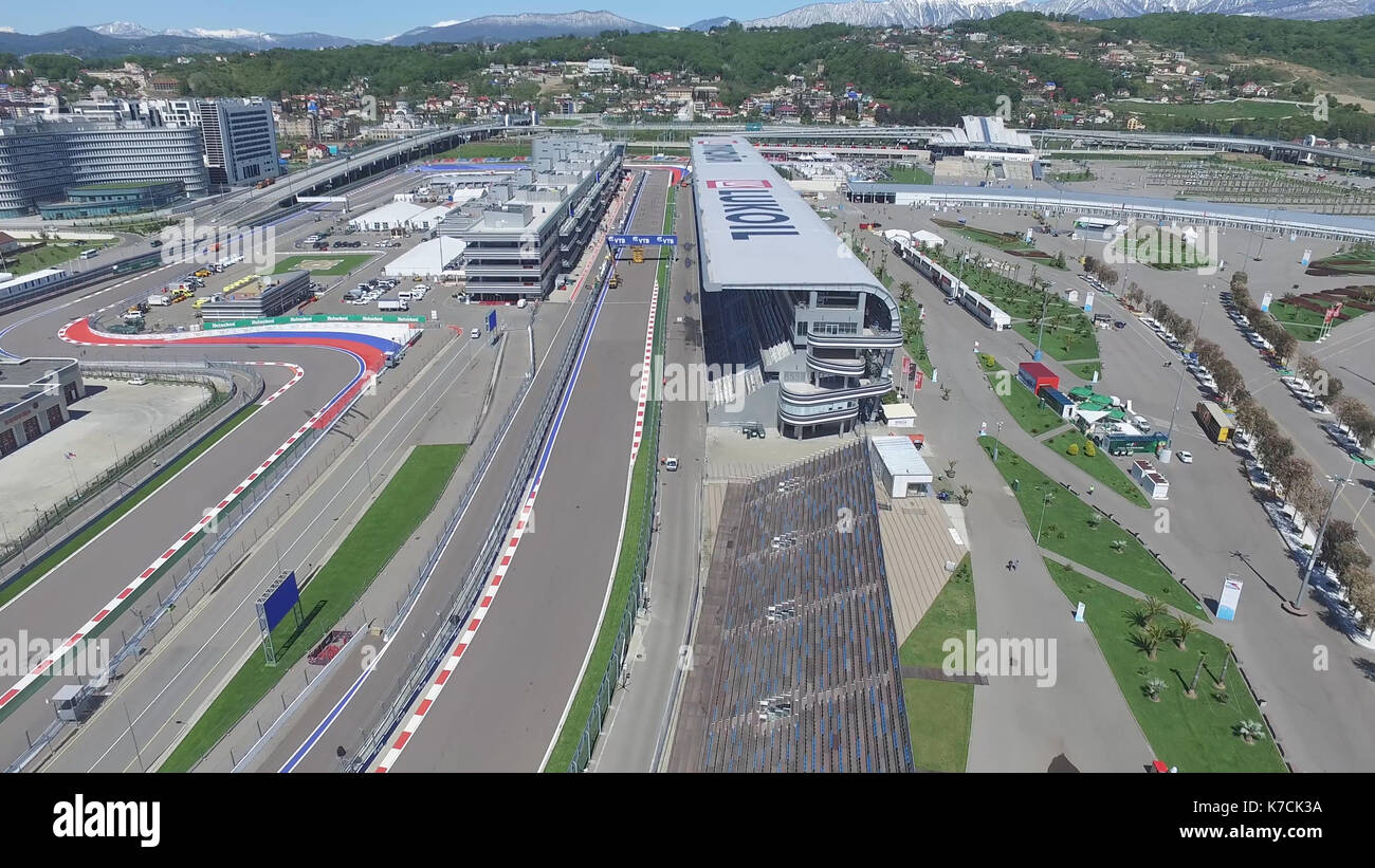 The formula 1 track in Sochi, the Olympic village in Sochi. Building ...