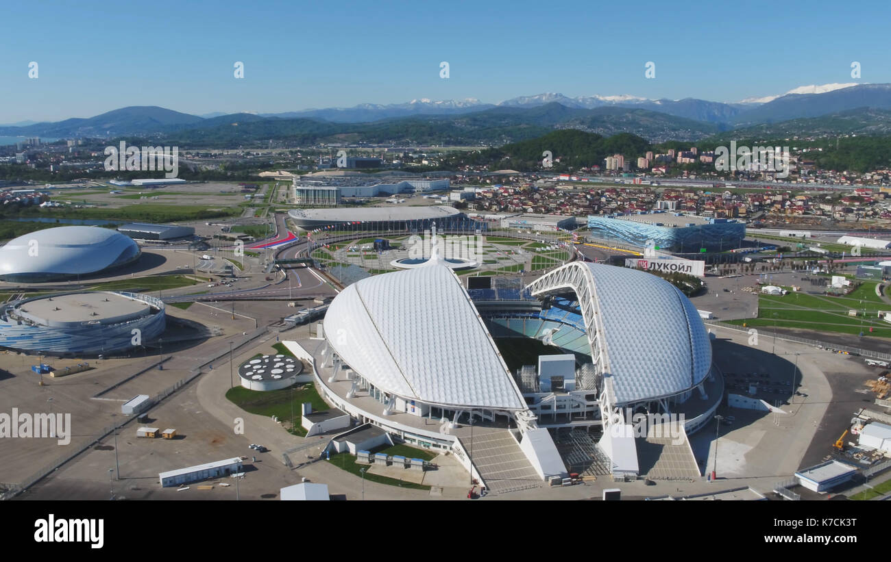 Aerial Football stadium Fischt. Sochi, Adler , Russia, Olympic Torch ...