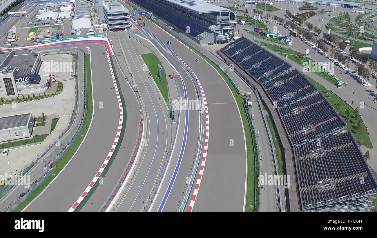 The formula 1 track in Sochi, the Olympic village in Sochi. Building ...
