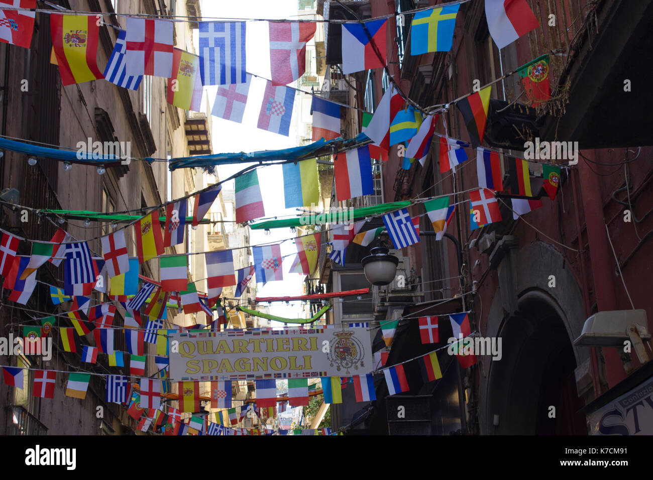 Naples, Italy, August 10 2014: Quartieri Spagnoli (Spanish Quarters) is ...