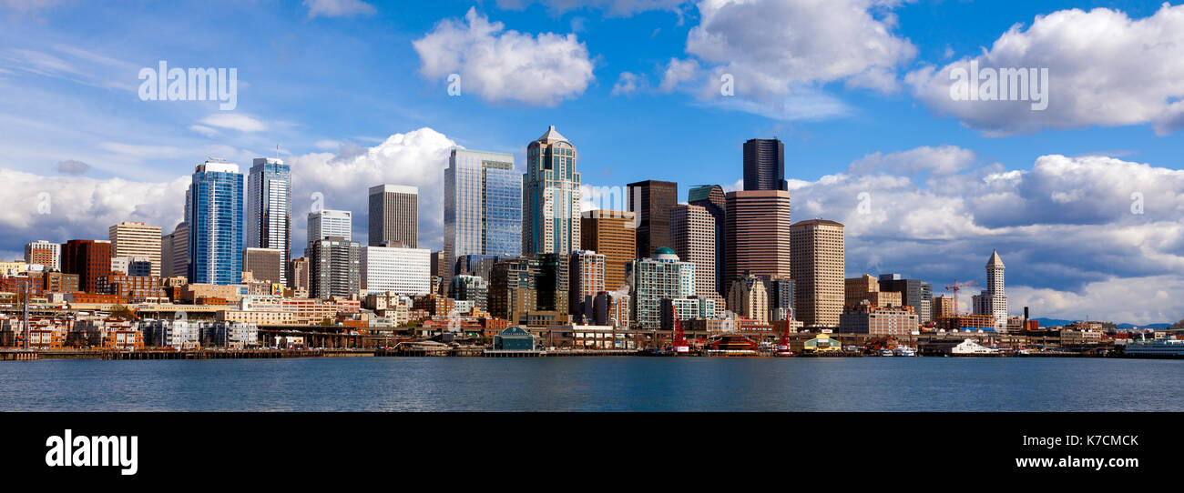 Panoramic view of downtown Seattle skyline and waterfront viewed from ...