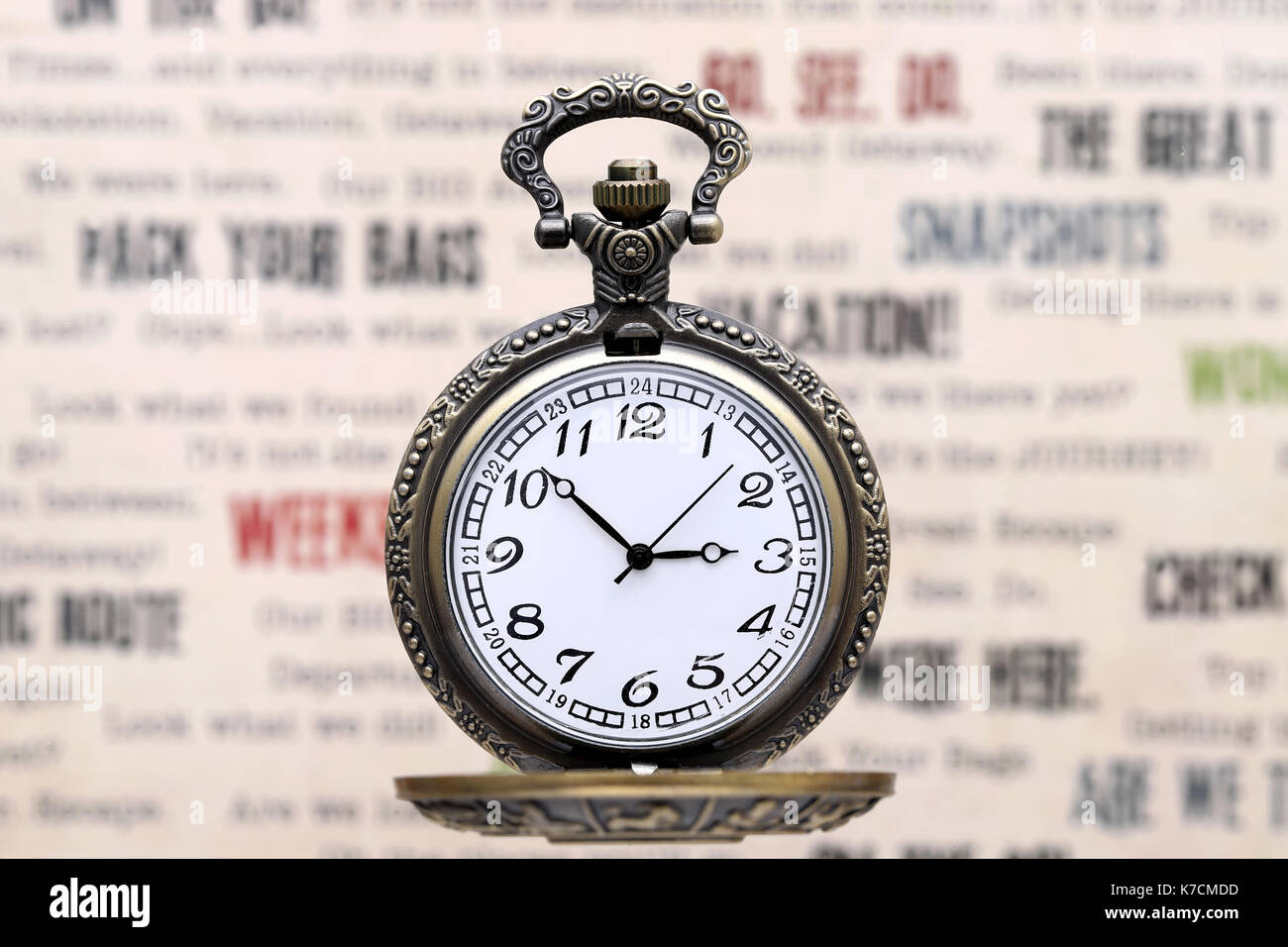 antique pocket watch on old letter background Stock Photo - Alamy